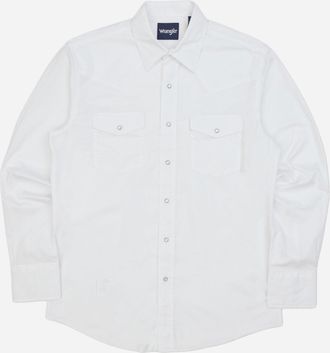 Wrangler Men s Solid Broadcloth Western Snap Longsleeve Shirt White