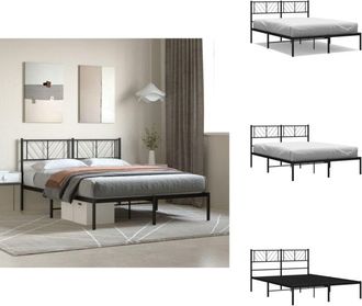 vidaXL Bettgestell mit Kopfteil Metall Schwarz 140x200 cm - Bettgestell - Metallbett - Doppelbett - Boxspringbetten - Schlafraum