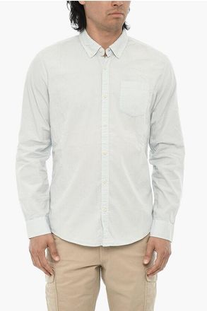 Woolrich Cotton Poplin Shirt with Micro Motifs and Button-Down Collar size Xl