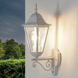 Licht-Erlebnisse Lampe dext&eacute;rieur avec d&eacute;tecteur de mouvement Aluminium Verre Blanc-Or IP44 Balcon Jardin T:28,5 E27 Lanterne Lampe murale r&eacute;tro Ext&eacute;rieur Cour BRISTOL