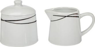 Mäser MÄSER 991365 Serie Oslo, Zuckerdose und Milchkännchen Set, klassisch, zeitlos, elegant, Porzellan, schwarz-weiß