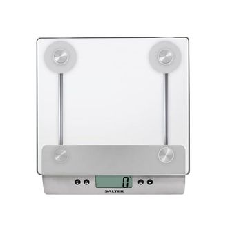 Salter Balance de Pesage Num&eacute;rique Aquatronic - Plate-Forme En Verre Argent&eacute; Balance de Cuisson &Eacute;lectronique, Peser Les Aliments Pr&eacute;cision Pr&eacute;cise 5Kg, Liqui