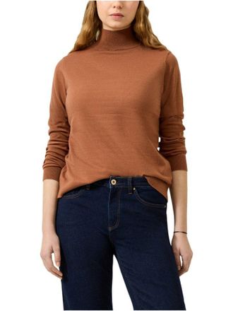 QS by s.Oliver Strickpullover braun,Casual,Viskose,Unifarben,Stehkragen,Langarm,Slim Fit