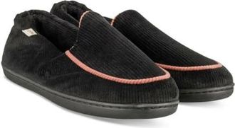 Dim Chaussons Femme en Velours C&ocirc;tel&eacute; Noir avec Bordure Rose, Confortables &agrave; Enfiler, pour Int&eacute;rieur - T 38