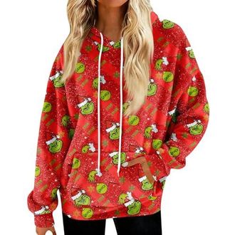 Generic Le Grinch Sweat A Capuche Femme Noel Pulls The 2025 Sweet Noël Pyjama Costume Polaire Adulte Oversize Hiver Pilou Chaud Femmes Vetement Sweatshirts Ch