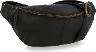 Gusti Bauchtasche Leder - Gro&szlig;e Vintage G&uuml;rteltasche f&uuml;r Damen & Herren, Schwarz - Crossbody Bag aus Echtleder, Verstellbarer Gurt, Elegant f&uuml;r Alltag & Rei