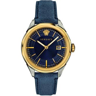 Versace Blau Leder Gold Stahl Uhr Vera00218 - - Accessories - Herren - Mehrfarbig - ONE SIZE