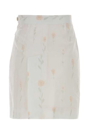 Vivienne Westwood Womens Floral Cotton Blend Crotch Mini Skirt Whiteflowers Gonne