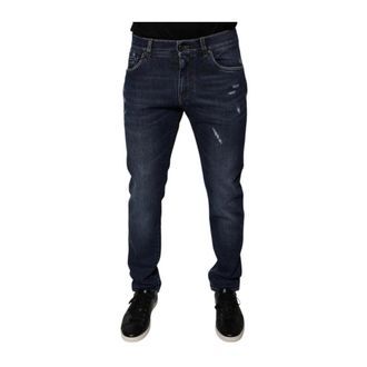 Dolce & Gabbana Dunkelblaue Logo Skinny Distressed Jeans - - Jeans - Herren - Blau - M