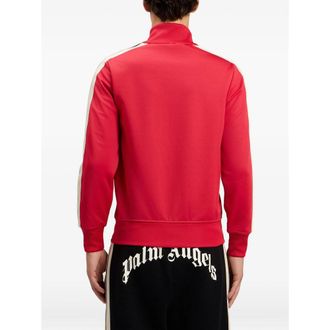 Palm Angels Red Striped Zip Sweatshirt - Red