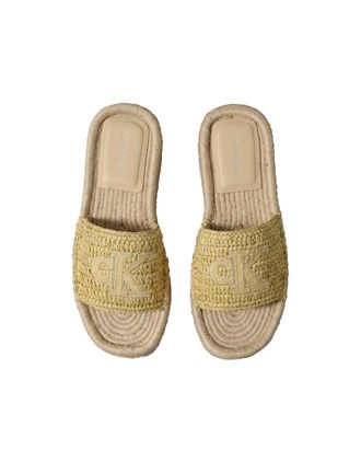 Calvin Klein Ebeth - Espadrilles-Slider in Natur mit Plateausohle-Neutral