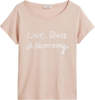 Marc O'Polo Damen T-Shirt aus Bio-Baumwolle mit U-Boot Ausschnitt, Rosa (Chalky Peach), XL