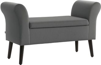 HOMCOM Sitzbank Polsterbank mit Stauraum Bettbank mit Armlehne f&uuml;r Flur Schlafzimmer samtartiges Polyester 111,5 x 41 x 65 cm Dunkelgrau - Homcom