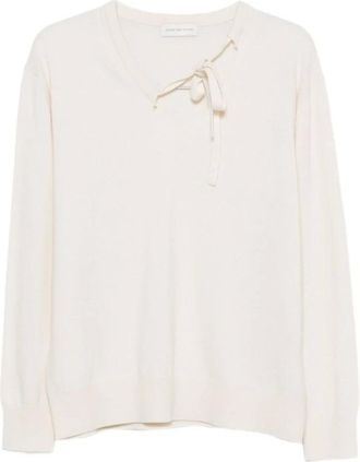 Dries Van Noten Pull &agrave; col en V - Femme - Pulls - Beige - Taille: 40 FR