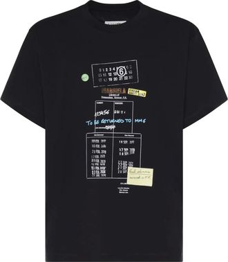 Maison Margiela Homme, Tops, Noir, Taille: S T-Shirt Imprim&eacute; en Coton