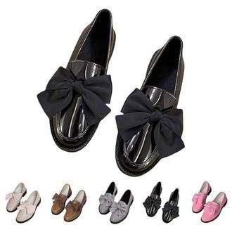 Generic Mocassins brevet&eacute;s pour femme avec noeud - Tendance et confortable - Bout rond - Chaussures plates &agrave; talons bas - Pour le travail, le travail, le quot
