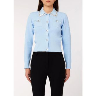 Liu Jo Femme, Blouses et Chemises, Bleu, Taille: 42 FR Tricot Orn&eacute; au Col