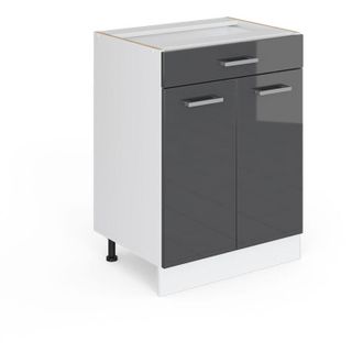 Vicco Meuble cuisine R-Line, Anthracite Haute brillance, 60 cm avec tiroir, pt Anthracite Vicco