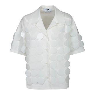 Msgm Wei&szlig;e Pailletten-Overlay Bluse - - Blouses & Shirts - Damen - Wei&szlig; - S