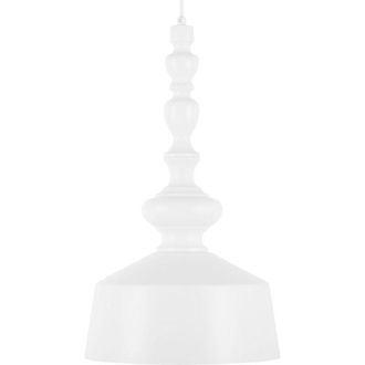 Beliani Lampe Suspension de Plafond en M&eacute;tal Effet Bois Blanc E27 40W D&eacute;corative et Originale pour Maison au Style Rustique et Traditionnel Beliani