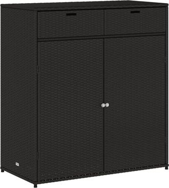 vidaXL Armoire de rangement de jardin noir 105x55x113cm r&eacute;sine tress&eacute;e - Vidaxl
