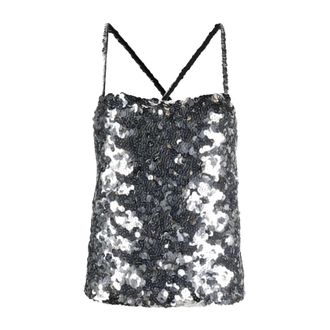 Sonia Rykiel D&eacute;bardeur &agrave; sequins et encolure carr&eacute;e - Femme - Tops - Gris - Taille: 38 FR