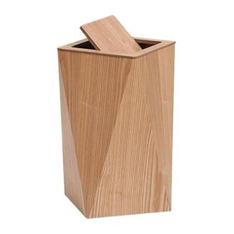 Generic Poubelle Poubelle cr&eacute;ative en forme de losange avec couvercle, corbeille &agrave; d&eacute;chets en bois &agrave; dessus pivotant avec seau int&eacute;rieur for salon, chambre &agrave; 