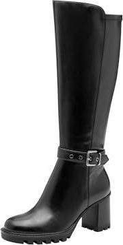 Tamaris Femme Damen Long Boot Heel 1-25536-45 Botte Haute Jusquau Genou, Noir Mat, 40 EU