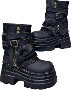 Generic Bottes dhiver pour femme et femme - Style britannique - Bottes moulantes pour femme - Bottes r&eacute;tro tendance et polyvalentes - Chaussures &eacute;l&eacute;gantes, No