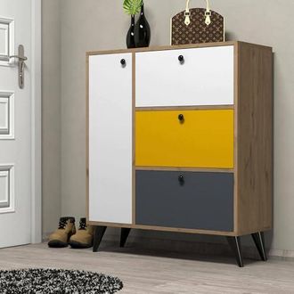 Dmora Schuhregal Celestria 90x35x105 cm Braun 9 Paar 2 B&ouml;den