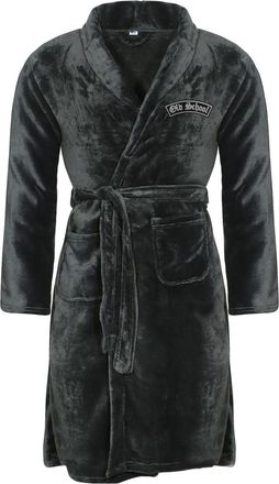 Spass Kostet Herren Bademantel dunkelgrau Old School Patch Gr&ouml;sse S - 3XL Biker oldschool