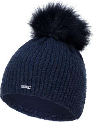 Faera M&uuml;tze Damen Glantzgarn Bommelm&uuml;tze Winterm&uuml;tze Leichter Glitzer gef&uuml;ttert Winter Futter Beanie M&auml;dchen 77, Farbe:Marineblau