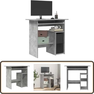 vidaXL Vidaxl - Bureau Gris béton 80x45x74 cm Bois dingénierie - Bureau Gris - Bureau Design - Bureau Informatique - Bureau Compact - Meuble De Bureau