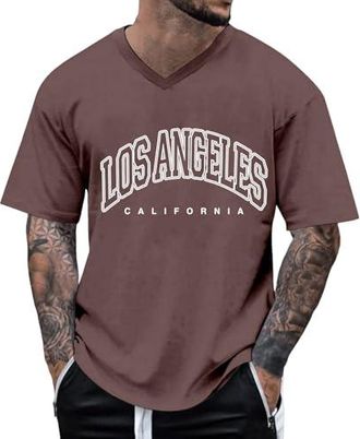 Generic T-shirt surdimensionn&eacute; pour homme - T-shirt d&eacute;t&eacute; &agrave; col rond &agrave; manches courtes - Avec imprim&eacute; urbains - Chemises basiques pour homme - Chemises d&eacute;contr