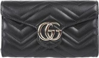 Gucci Portemonnaie - Chevron-Pattern Calf Leather Wallet - Gr. unisize - in Schwarz - f&uuml;r Damen