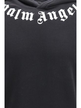 Palm Angels Mens Logo Hoodie Black-Off White Cotton Sweatshirts Black/off Sweater