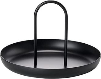 Zone Denmark Singles Serviertablett, Tablett aus matt lackiertem Metall, rundes Tablett mit Handgriff, 20 cm im Durchmesser, Schwarz