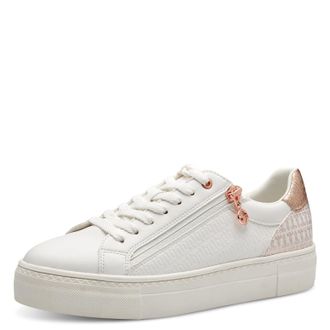 Tamaris Damen Low-Top Sneaker, Frauen Sneaker,Wechselfu&szlig;bett,Comfort Lining,Glitzer,Grey,Gruen,komfortable,laessig,leger,WHT/Rose Gold,36 EU