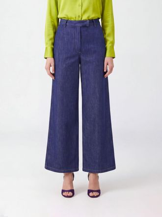 Dries Van Noten Jean large en coton taille haute &agrave; fermeture asym&eacute;trique