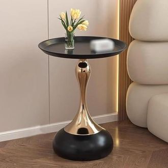Generic Table dappoint Ronde dor&eacute;e sur Pied, &eacute;l&eacute;gante Table Basse for Salon et Petits espaces.(Black)