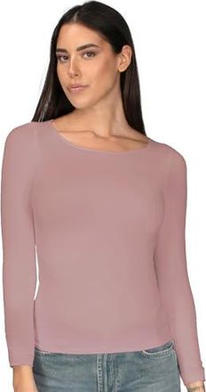 Intimidea T-Shirt Manches Longues Femme, col Rond, Cachemire et Modal, Douce et Chaude, 212842 (Rose, L/XL)