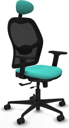 Piqueras y Crespo B&uuml;rostuhl mit 2D-Armen, h&ouml;henverstellbarer Lendenwirbelst&uuml;tze und festem Kopfteil, ausgestattet mit Syncro/Traslack und injiziertem Schaumstoff, Schwa
