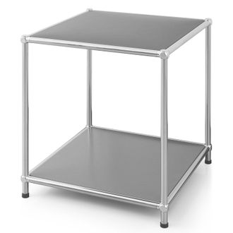 Floordirekt Regal, 2-stufiges Metallregal - Grau, Chrom, 46x40x40 cm - Modulares Stecksystem im modernen Design, Metall Regal f&uuml;r Wohnzimmer, B&uuml;ro, Flur - W&uuml;rfelr