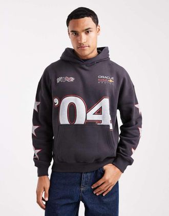Hollister Sweat à capuche F1 coupe carrée avec imprimé au dos - Noir