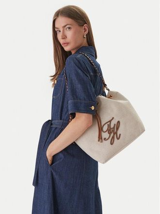Tommy Hilfiger Handtasche Th Elev Summer Bucket Canvas AW0AW18631 Beige