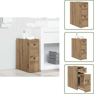 vidaXL Vidaxl - Badschrank Schmal mit Rollen Artisan-Eiche Holzwerkstoff - Schmaler Badezimmerschrank - Badezimmerschrank Schmal - Schmale