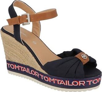 Tom Tailor Femme 5390214 Sandale cale, Bleu Marine, 37 EU