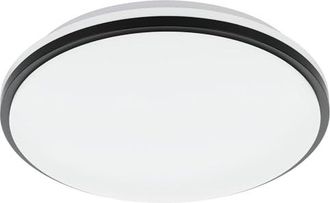 Eglo LED Deckenlampe Pinetto, runde Deckenleuchte, Wandlampe aus Stahl und Kunststoff in Weiß und Schwarz, Lampe Decke für Badezimmer und Küche, Bürolampe 