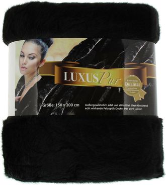 Gözze Wohndecke, Kunstfell in edler Pelzoptik, Design Nerz, 150 x 200 cm - Schwarz