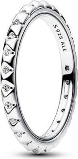 Pandora Pandora ME Bague cloutée Pyramides en argent sterling avec zircones cubiques transparentes, taille 50